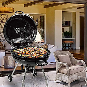 ZZX Kettle Charcoal BBQ Grill Trolley, Portable Stainless Steel Barbecue Set 2 Level for Picnic Garden Party Terrace Camping Travel, Black