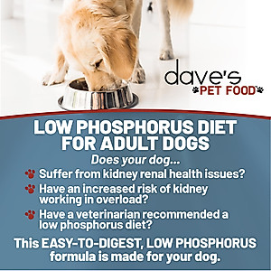 Dave's Pet Food Kidney Support for Dogs with Renal Support (Chicken Formula Crumble) Non-Prescription Low Phosphorus Restricted Diet Dog Food, Added Vitamins Minerals Taurine, Vet Formulated, 4 lb