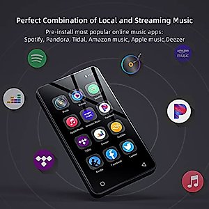 MP3 Player with Bluetooth and WiFi,MP3 Player with Spotify,Spotify Kids,Audible,Pandora,Amazon Music,4" Music Player MP4 Up to 1TB(80GB,Black)