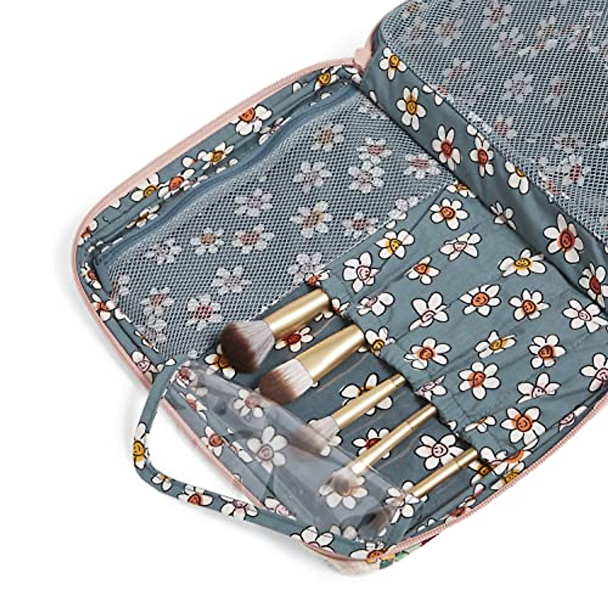 Vera Bradley Women's Cotton Grand Vanity Toiletry Makeup Organizer Case, Prairie Paisley - Recycled Cotton, One Size