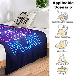 Guhothli Flannel Fleece Throw Blanket Super Soft Microfiber Blanket Fluffy Bed Plush Blanket Throw, Let's Play Funny Video Game Cozy Couch Blanket for All Seasons, 50x40 inches