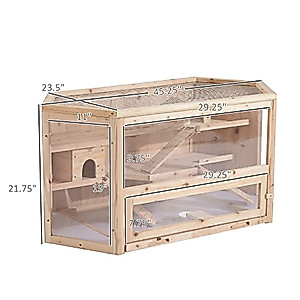 PawHut 3-Tier Extra Large Wooden Hamster Cage with Seesaws, Small Animal Cage and Habitat, Mice, Rat, Gerbil, & Hamster Habitat, Ladder, Feeding Bowl, Openable Top and Front Door