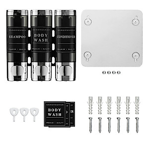 Shampoo and Conditioner Dispenser,Unisense Shower Soap Dispenser 3 Chamber No Drill Wall-Mounted Shampoo Dispenser for Shower Wall Mounted Shower Dispenser for Bathroom Hotel Large Capacity,Chrome