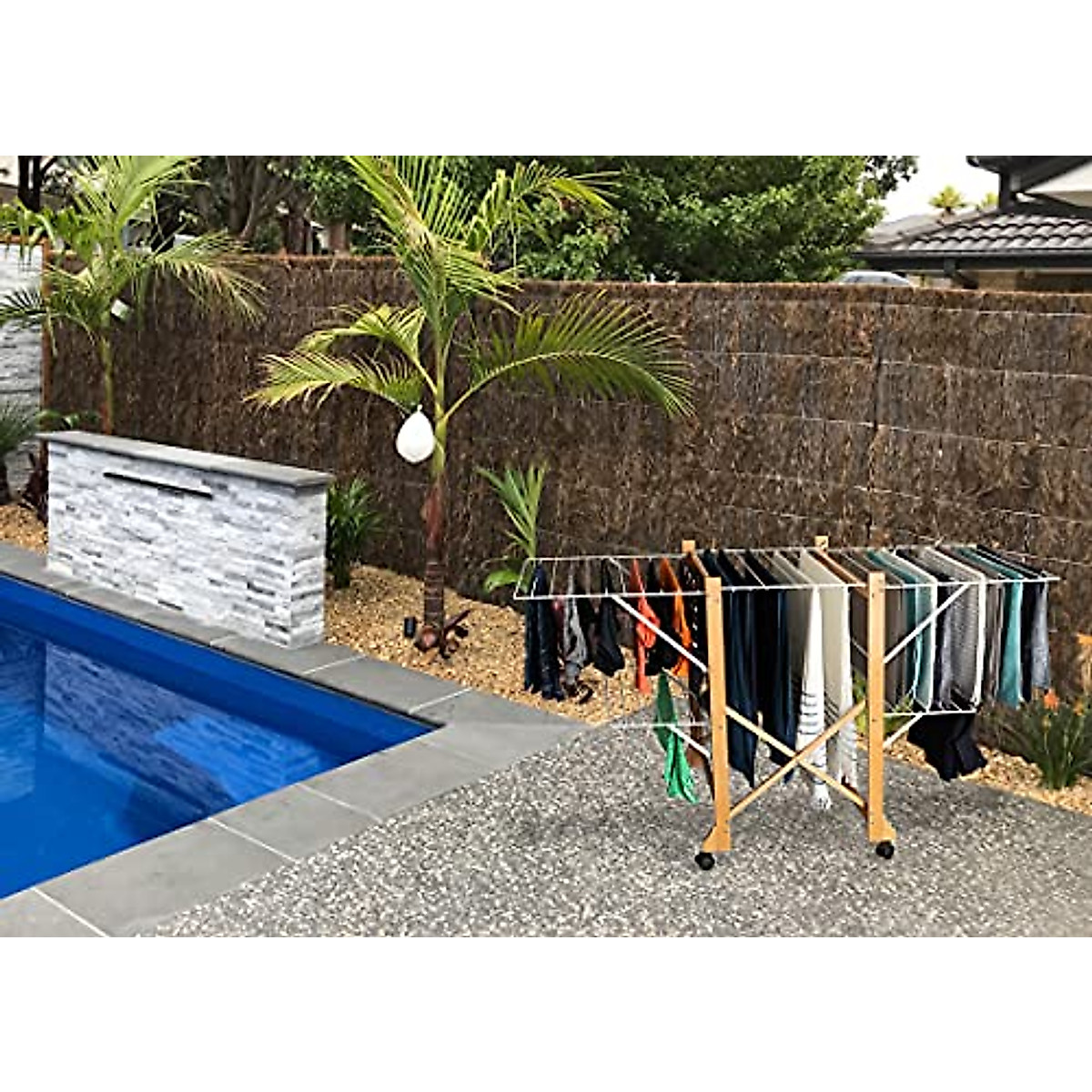 Scandinaf Foldable Clothes Drying Rack | Collapsible Drying Racks for Laundry | Extra Large and Heavy Duty Clothing Drying Rack with Iron Wires and Wooden Legs and 2 Levels with 91 Ft Drying Area