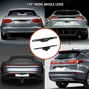 Kewucn Car Backup Camera, Wide-Angle Night Vision Reversing Parking Camera with 7 Infrared LED, IP68 Waterproof License Plate Backup Camera, Universal Rear View Cam for Most Vehicle
