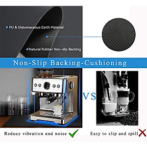 Coffee Mat for Countertops ,Coffee Bar Accessories Fit Under Coffee Maker Espresso Machine, Absorbent Hide Stain Rubber Mat for Countertop ,Dish Drying Mat for Kitchen Counter (Black, 12"x19")