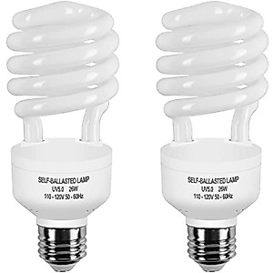 Simple Deluxe 2-Pack Reptile Compact Fluorescent Lamp Light Bulb for Rainforest Tropical Terrarium, Lizard, Turtle, UVB 5.0, 26W, White