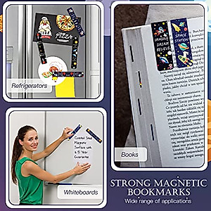 32 PCS Magnetic Bookmarks, ZYNERY Space Book Marks Moon Roaming Assorted Bookmark Sets, Book Markers for Women/Men/Students/Kids/Book Lovers/Readers/Birthday Gift, 16 Styles