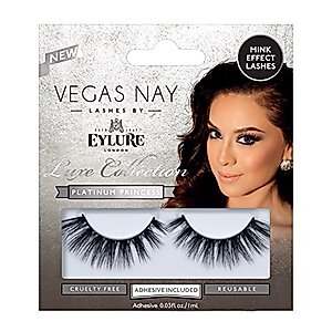 Eylure Vegas Nay Platinum Princess False Eyelashes, Reusable, Adhesive Included, 1 Pair, Cruelty Free