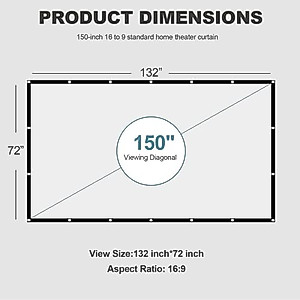 Cinop 150 inch Projection Screen, 16:9 Foldable Anti-Crease Portable Projector Movies Screens for Home Theater Outdoor Indoor, Support Double Sided Projection for Soccer Games, Live Sports, Party...