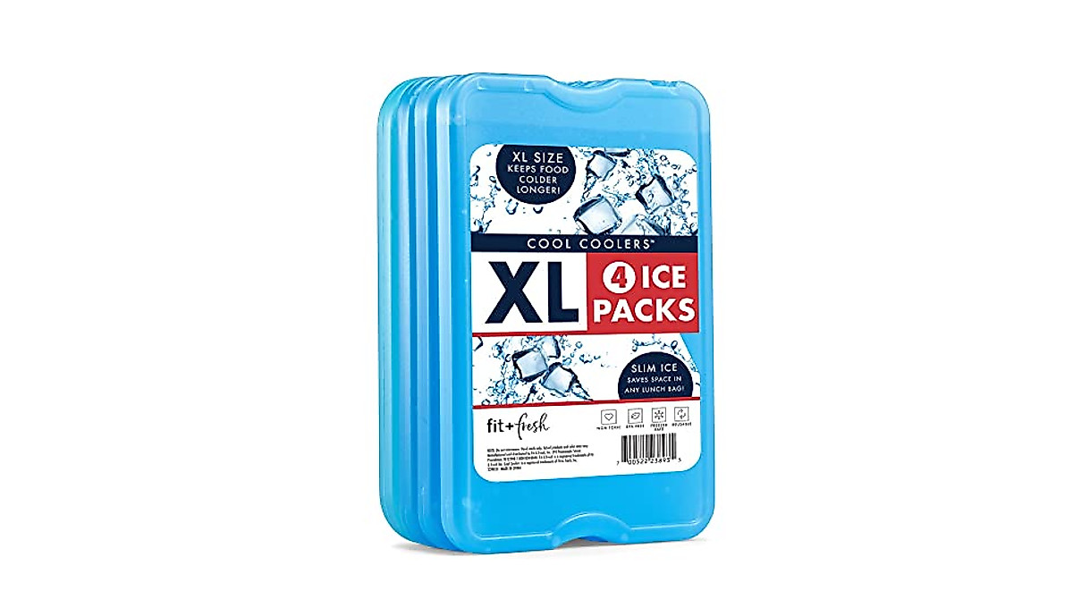 Cool Coolers XL Slim Ice Packs for Lunch & Outdoors - 4 Pack