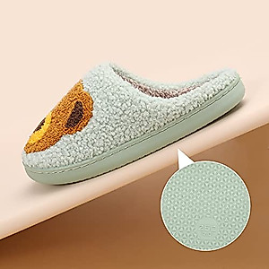 TYFLOVE Teddy Bear Slippers for Women/Men/Kids Smiley Face House Slippers Warm Cozy Plush Slip-On Slippers Soft Fuzzy Slippers