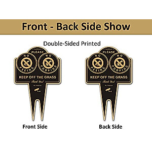 Amexiu No Pooping No Peeing Dog Sign, Keep off Grass Yard Sign Double Sided 15 x 9.5 X 0.08 Inches Rust Free Aluminum Sign, Easy Mounting Waterproof Durable Ink Black Gold Color, 1 Pack