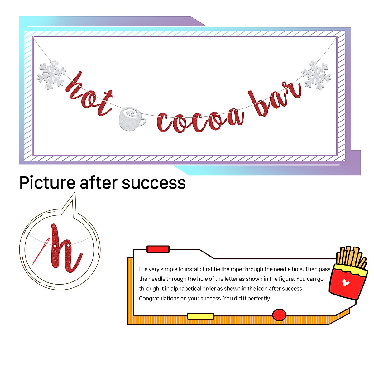 Hot Cocoa Bar Banner, Hot Chocolate Bar Decorations, Hot Cocoa Bar Decorations, It’s Cold Outside Bar Sign, Wintertime Holidays Christmas Party Decor Red Silver