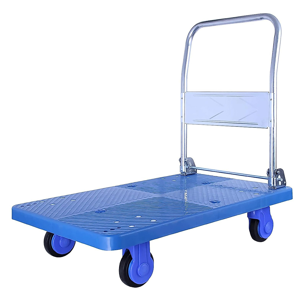 Platform Truck Flatbed Cart Metal Platform Truck with 4 Wheels Moving Dolly Cart Load 330lb /660lb Folding Push Cart Light Flatbed Cart Reliable