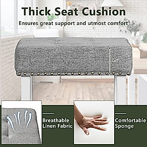 Giantex Bar Stools Set of 2, 24.5" Counter Height Backless Barstools with Nailhead Linen Foam Seat, Foot Rest, Max Load 330 Lbs Rubber Wood Bar Stools for Kitchen Island Pub