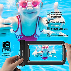 ProCase 4 Pack Waterproof Phone Pouch Dry Bag Underwater Case for iPhone 15 14 13 12 Pro Max 11 Pro Max 13 Mini Xs Max XR X 8 7, Galaxy S23 S22 S21 Ultra Note up to 7" -Black