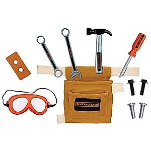 Black + Decker Jr Tool Belt Set with 11 Tools and Accessories