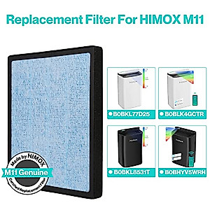 HIMOX M11 Air Purifier Replacement Filter, Medical Grade Genuine H14 True HEPA Filter (99.99%) with 5-Stage Air Filtration System for Home Large Room Bedroom Pets