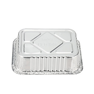 SENJEOK 125 Pack 8oz Aluminum Foil Pans with Lids, 240ml Aluminum Foil Containers, 4.8 x 3.7 x 1.3 Inch Tin Foil Tray for Household, Take Outs
