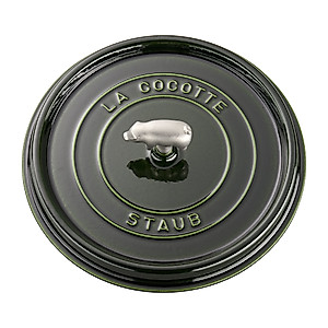 Staub Cast Iron 6-qt Cochon Shallow Wide Round Cocotte - Basil, Made in France