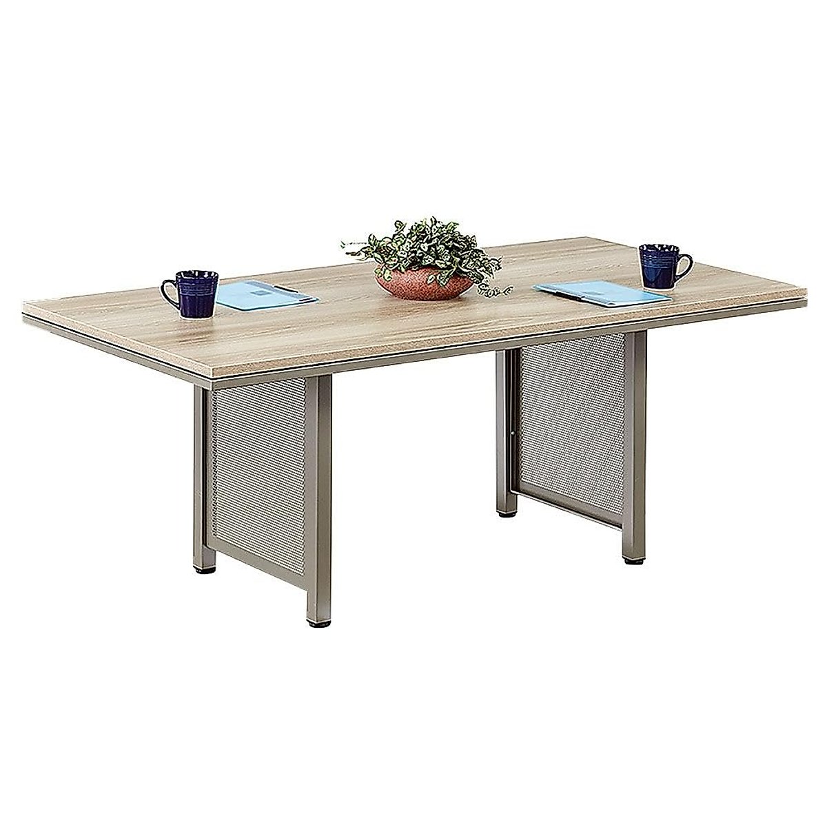 NBF at Work 6'x 3' Conference Tables - Laminate Conference Room Tables - Durable Office Meeting Table - Training Tables for Brainstorming Collaboration Sessions (32.02"D x 71.61"W x 29.25"H, Brown)