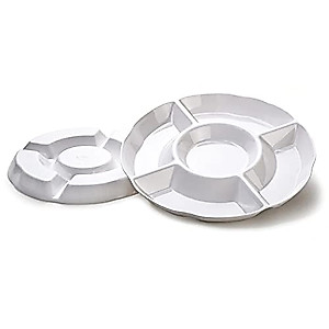 Set of 2Pcs 10 inch Melamine Serving Tray with 5 Compartments, Divided Serving Platter for Appetizer, Snack, Veggie, Fruits (White)