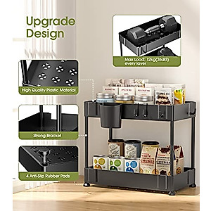 2 Pack Under Sink Organizer, 2 Tier Under Sink Organizers and Storage Bathroom Organizer Countertop, Under Sink Storage Under Cabinet Organizer for Bathroom Kitchen Countertop and Cabinet