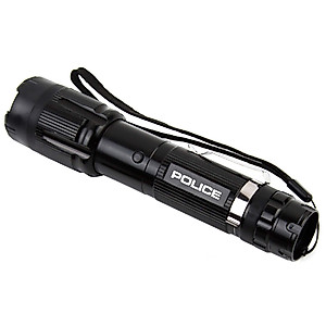 Police Stun Gun 1159 - Aluminum Rechargeable with LED Flashlight, Black
