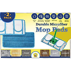 Old Home Kitchen Reusable Microfiber Mop Pads | Durable Machine Washable Refills | Compatible with Swiffer Dry Mops | Flat Mop Pads for Efficient Floor Cleaning | 2 Pack