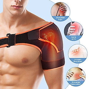 Shoulder Stability Brace, Compression Sleeves Recovery Rotator Cuff Support Wrap with Pressure Pad Adjustable Breathable Arm Strap for Men Women AC Joint Pain Relief Injuries Tears Dislocated