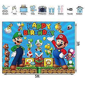 REAGTUGHT Adventure Video Game Photo Backgrounds for Children Boys 5x3ft Happy Birthday Theme Photography Backdrops Party Decor Supplies Kids Shoot Props Cake Table Decor