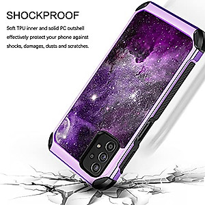 BENTOBEN Samsung Galaxy A32 5G Case, Slim Fit Glow in The Dark 2 in 1 Heavy Duty Rugged Hybrid Soft TPU Bumper Hard PC Shockproof Protective Cases Cover for Samsung Galaxy A32 5G 6.5", Nebula/Galaxy