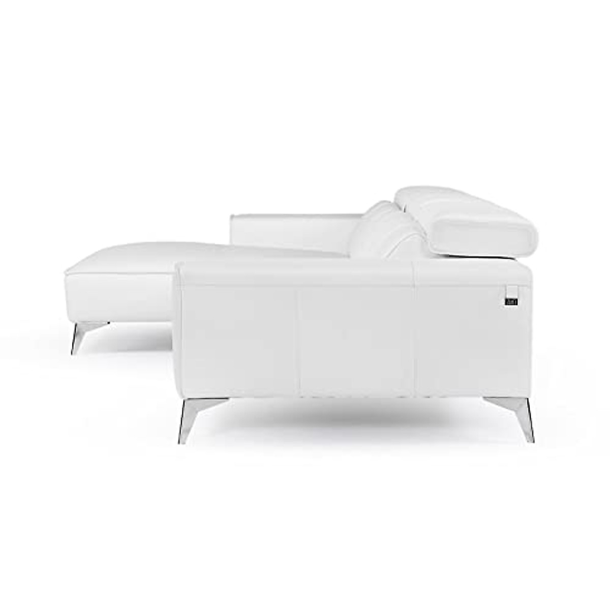 Zuri Furniture Raj Modern White Leather Sectional with Adjustable Headrests and Chaise - Left Chaise