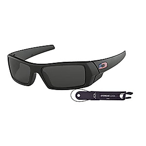 Oakley Gascan OO9014 Sunglasses Matte Black/USA Icon + BUNDLE Leash + BUNDLE with Designer iWear Complimentary Care Kit