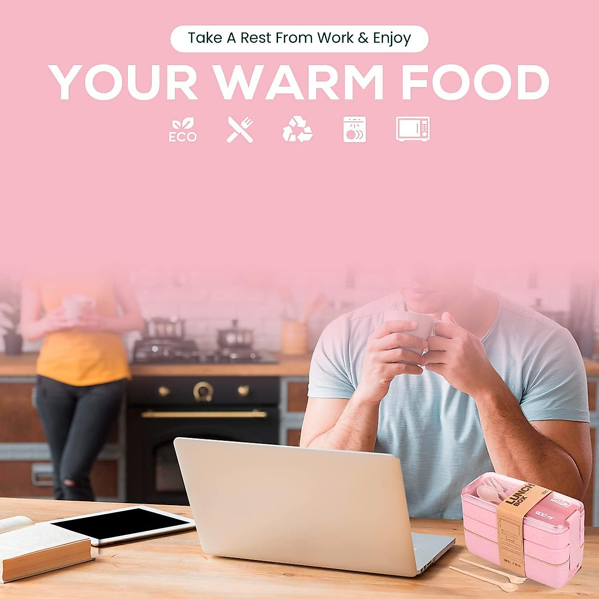 TARLINI Bento Box Lunch Containers- Portable Microwave Japanese Bento Box, Meal Prep Containers For Healthy Food | Tupperware Lunch Box For Adults, Kids, Women, Microwaveable Bowl Plastic Container