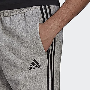 adidas Men's Essentials Fleece Open Hem 3-Stripes Pants, Medium Grey Heather, Small