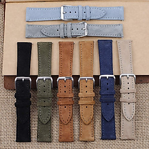 Onthelevel Suede Leather with Black Leather Back Watch Band Strap for Men or Women - 18mm 19mm 20mm 22mm 24mm | Multiple Colors (22mm, A-Tan)