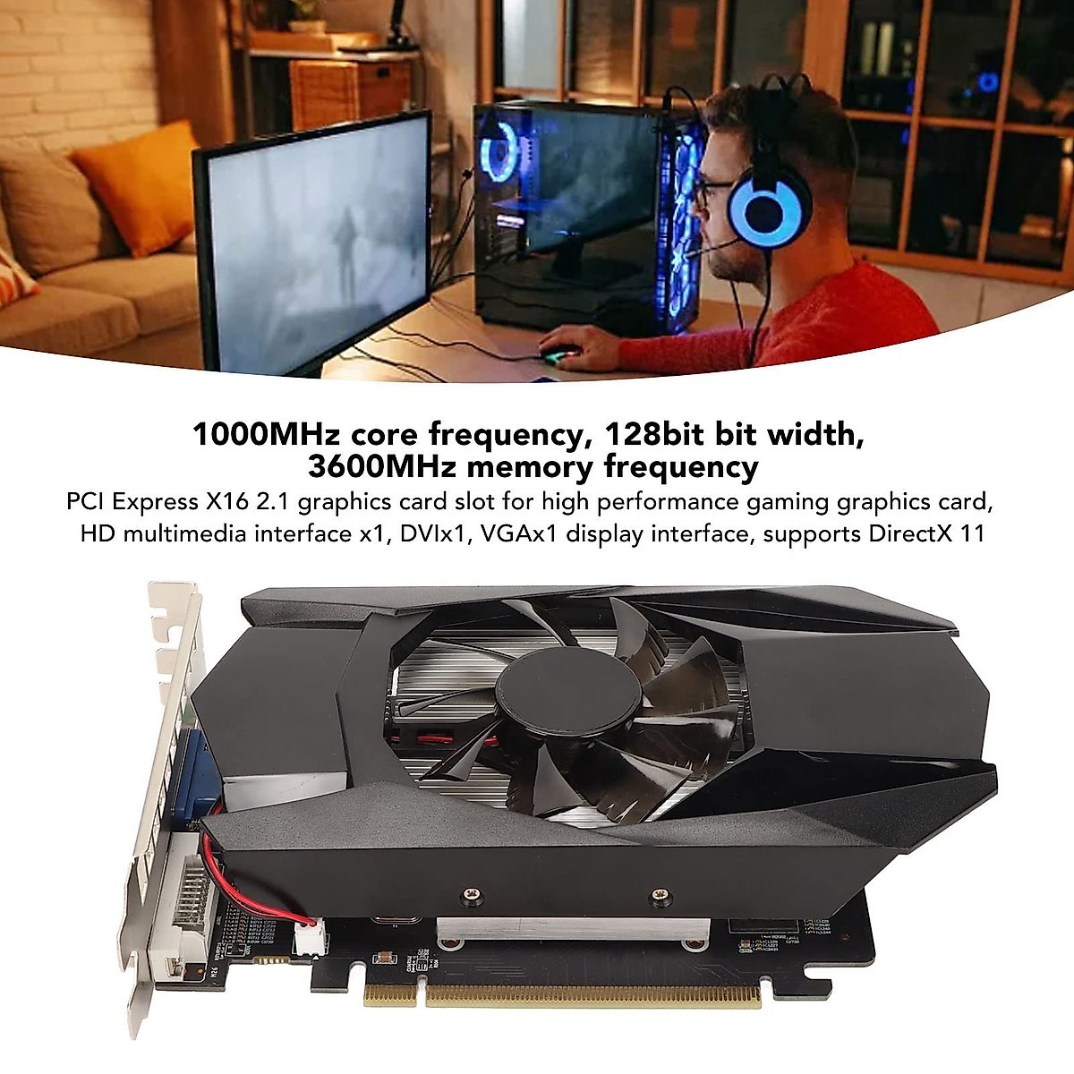 HD7670 4GB GDDR5 Graphics Card For AMD, HDMI+VGA+DVI Desktop Computer Graphics Card for DirectX 11, PCI Express X16 Video Card with Cooling Fan