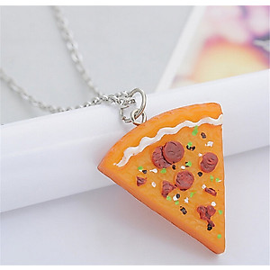 LUVI Fusicase 6pcs/lot Bling Silver Friend Friendship Couple Pizza Metal Necklace(Orange)