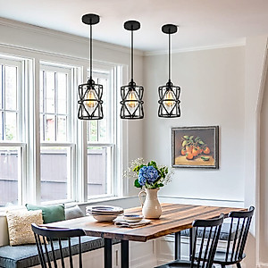 CAFULAM Black Pendant Lighting Modern Pendant Light, Adjustable Pendant Light Fixture,Pendant Lights Kitchen IslandLight (2-Pack)