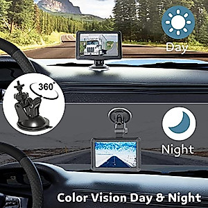 EWAY Wireless WiFi Magnetic Hitch Backup Camera 5'' LCD Monitor Display for Gooseneck Horse RV Trailer Truck Camper Rear View Reverse Camera Portable W/ IR Night Vision Battery Powered 2.0 Generation