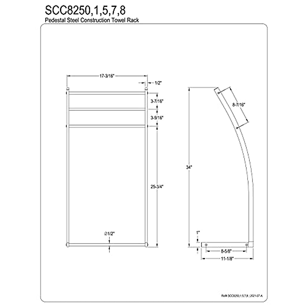 Kingston Brass SCC8251 Pedestal Steel Construction Towel-Rack, Polished Chrome