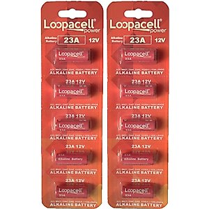 Loopacell A23 23A 12-Volt Alkaline Battery Pack of 10