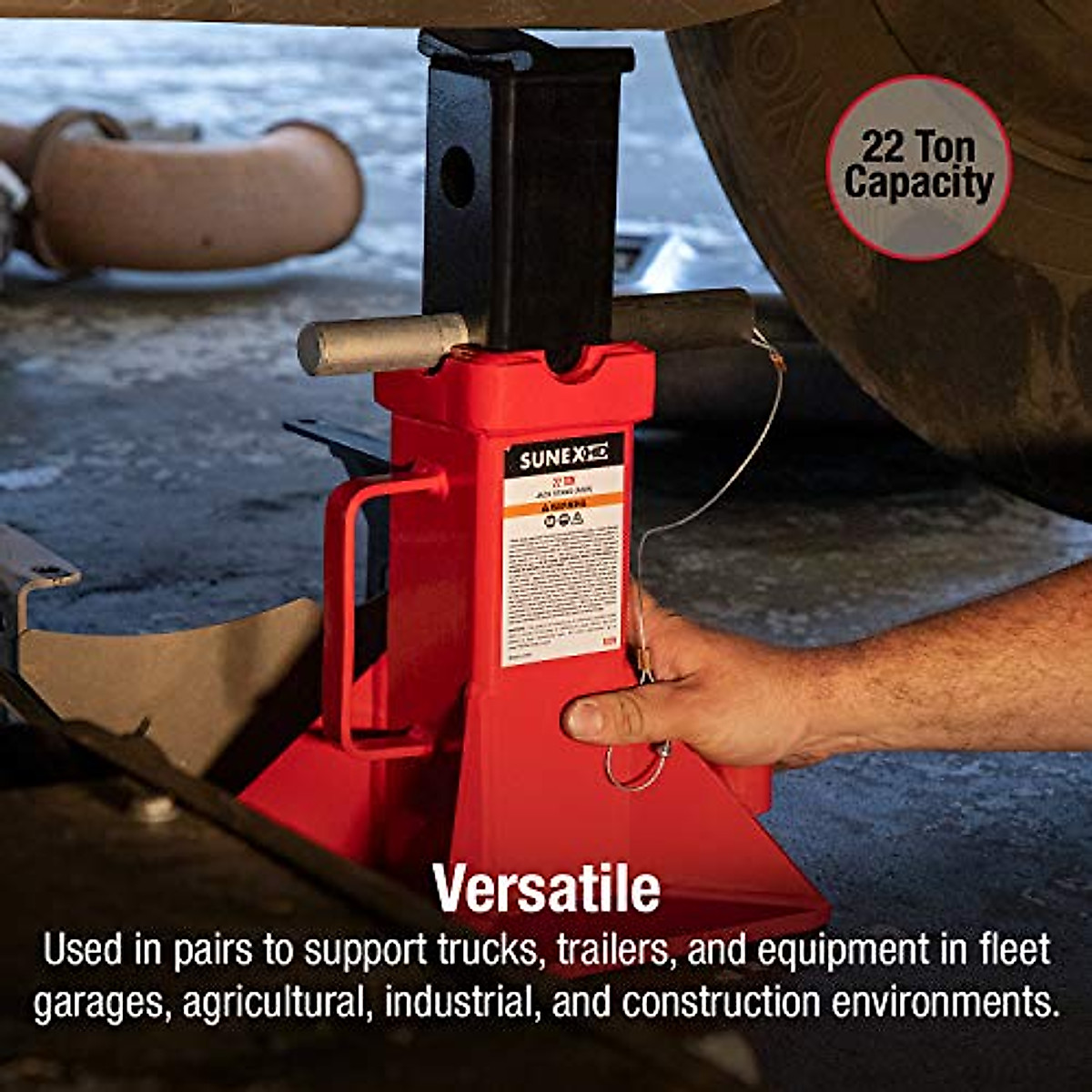 SUNEX TOOLS 1522A 22-Ton Jack Stands, Pair,Red