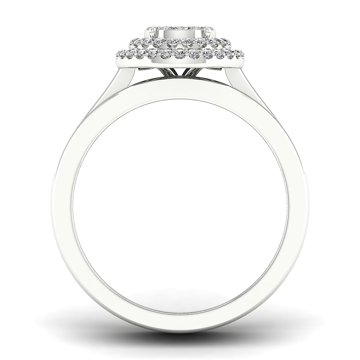 DZON Sterling Silver 1/3ct TDW Diamond Cluster BridalSet for Women(I-J, I2)