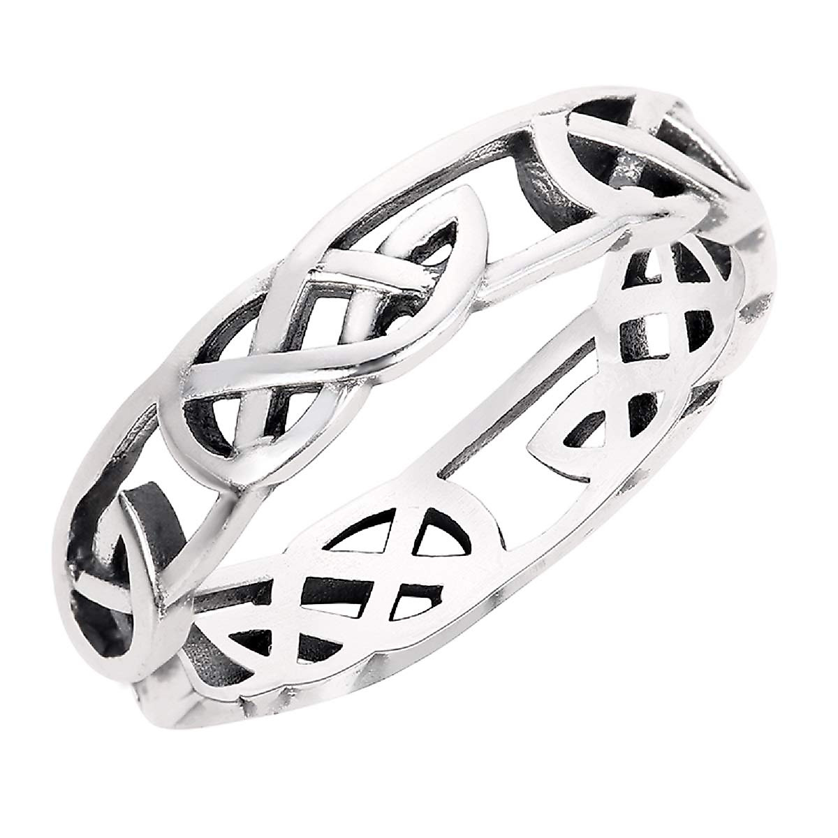CloseoutWarehouse 925 Sterling Silver Celtic Wicca Pagan Eternity Ring (Sizes 2-15) (Silver, 8)