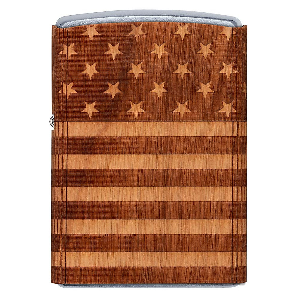 Zippo Woodchuck USA American Flag Wrap Pocket Lighter, Brown, One Size