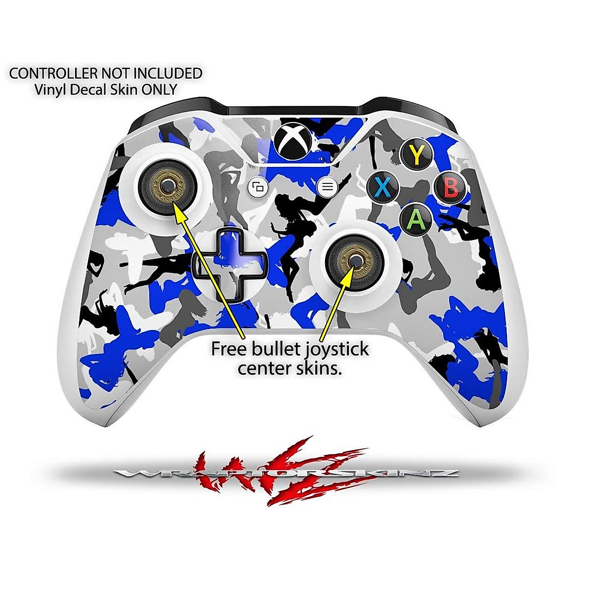 WraptorSkinz Decal Vinyl Skin Wrap Compatible with Xbox One S Console and Controllers - Sexy Girl Silhouette Camo Blue