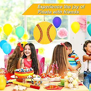 Deekin 3 Pcs Softball piñata Set Include piñata with Stick Eye Mask Softball piñata for Kids Music Science School Sports Bridal Shower Birthday Party Decorations Supplies